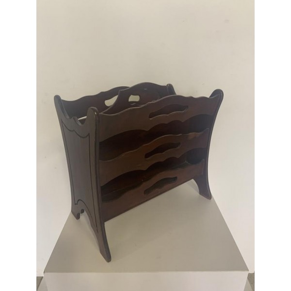 MAGAZINE RACK-MCM Mahogany Wood Rack | propNspoon