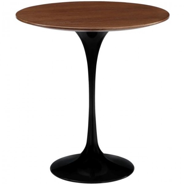 END TABLE MCM Tulip W Black Matte Base Wood Grain Top propNspoon